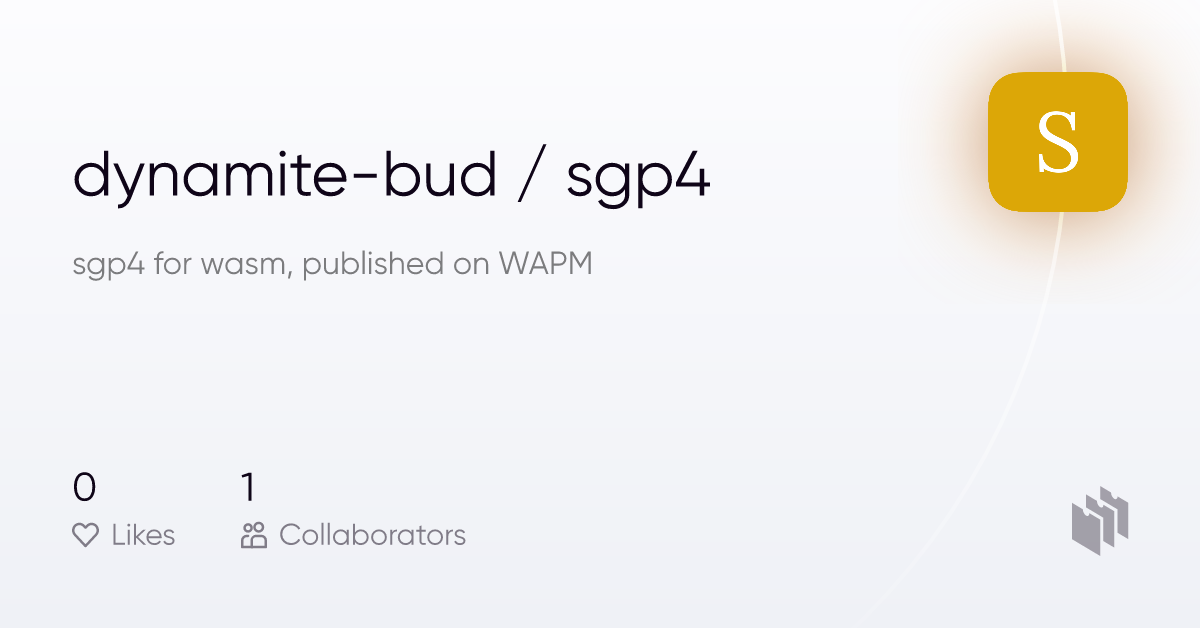 dynamite-bud/sgp4: sgp4 for wasm, published on WAPM